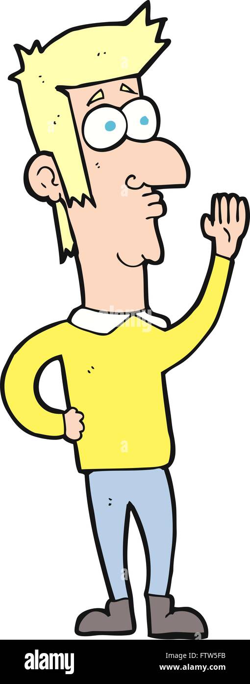 freehand drawn cartoon man waving Stock Vector Image & Art - Alamy
