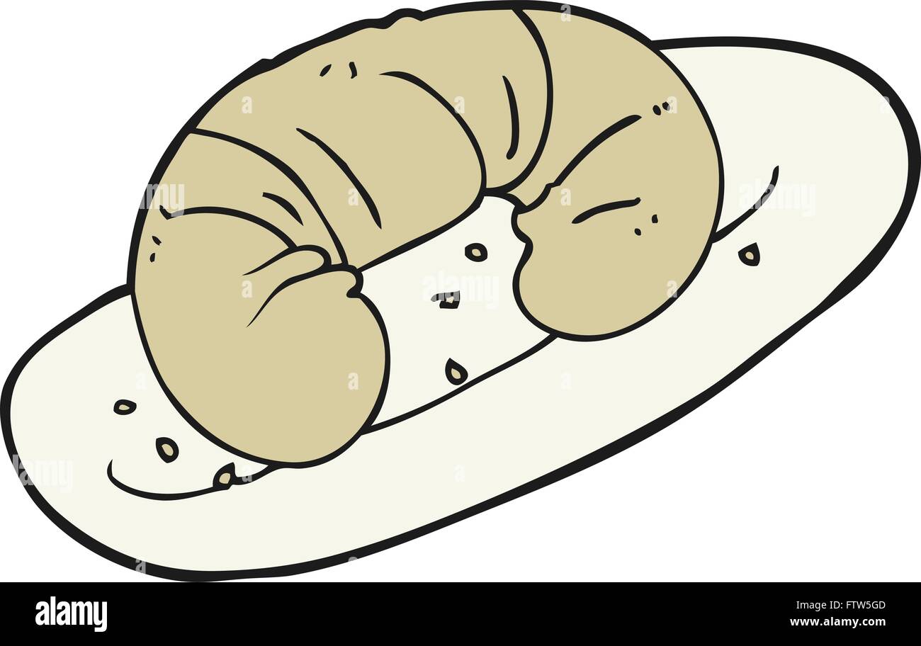 freehand drawn cartoon croissant Stock Vector Image & Art - Alamy