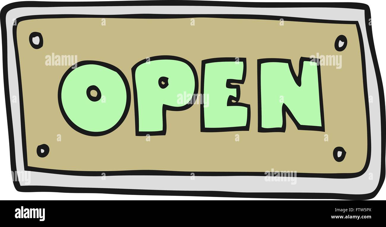 freehand drawn cartoon open sign Stock Vector Image & Art - Alamy
