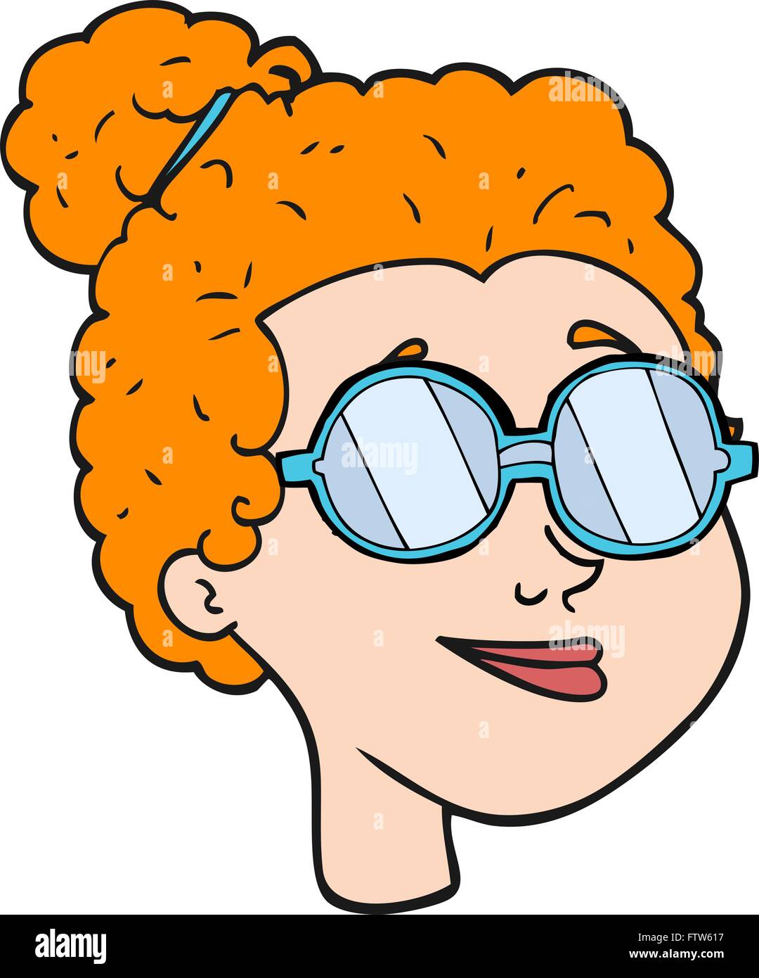 freehand drawn cartoon woman wearing glasses Stock Vector Image & Art ...