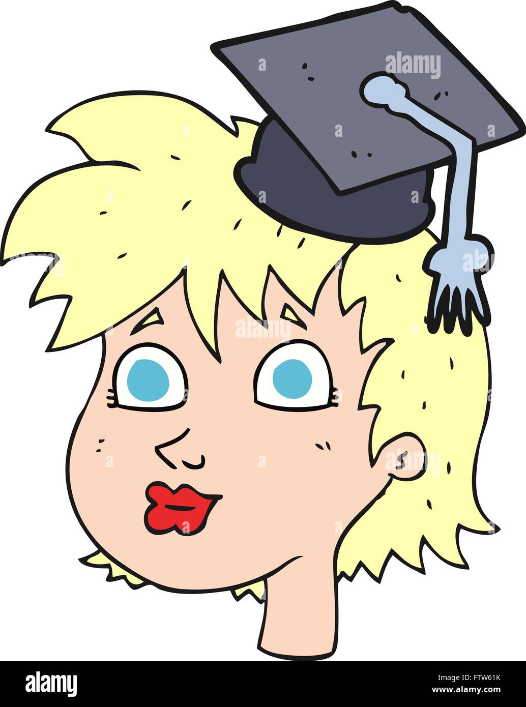 freehand drawn cartoon woman wearing graduate cap Stock Vector Image ...