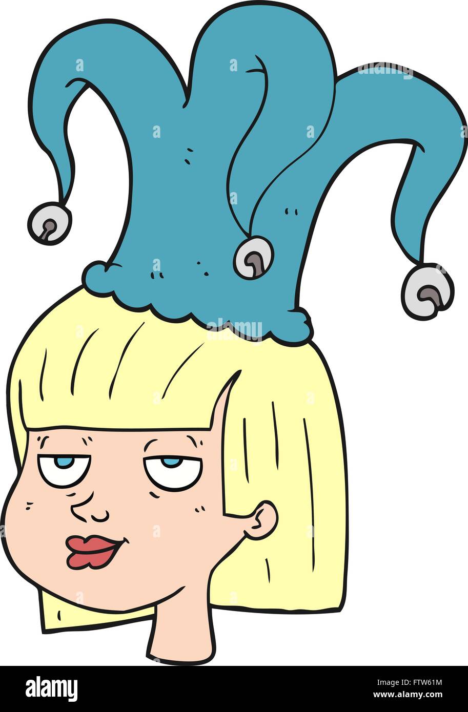 freehand drawn cartoon female face with jester hat Stock Vector Image ...