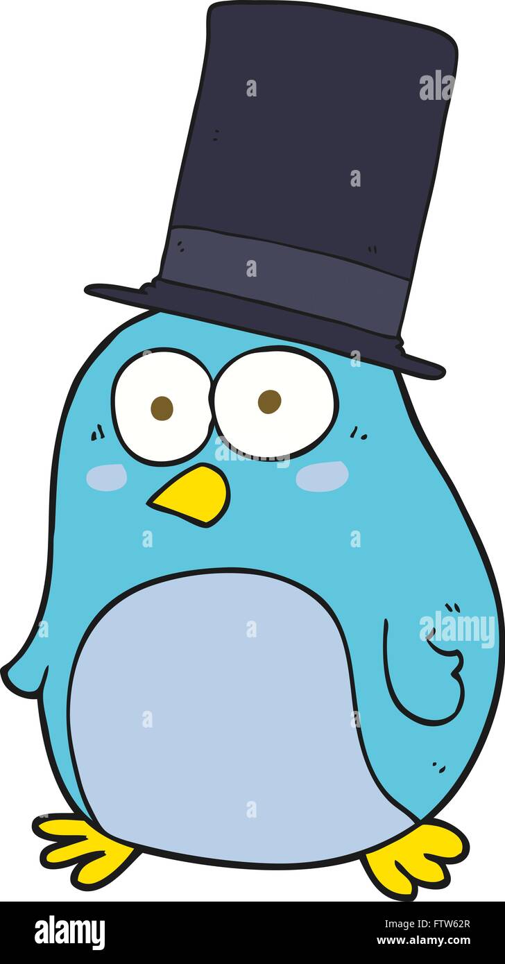 freehand drawn cartoon bird wearing top hat Stock Vector Image & Art ...