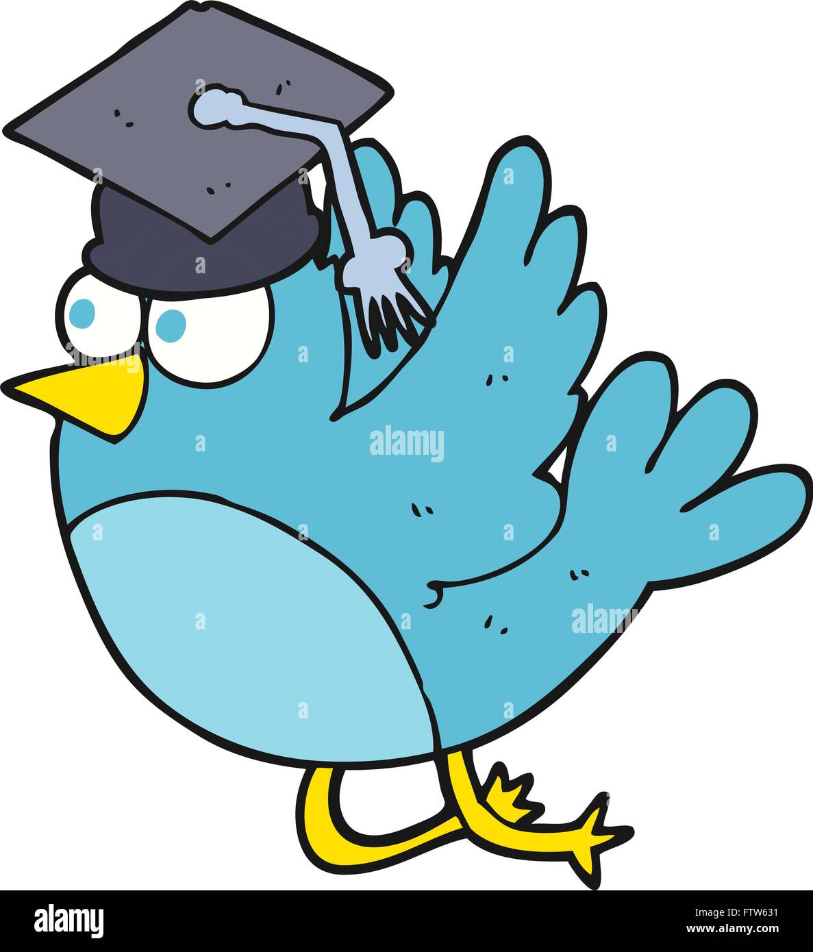 freehand drawn cartoon bird wearing graduation cap Stock Vector Image ...