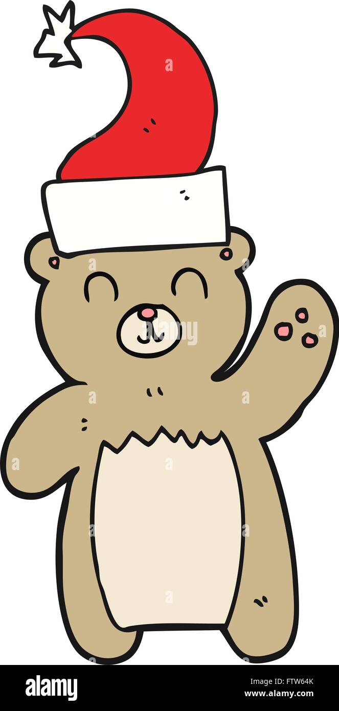 freehand drawing of a cartoon teddy bear waving Stock Vector Image ...
