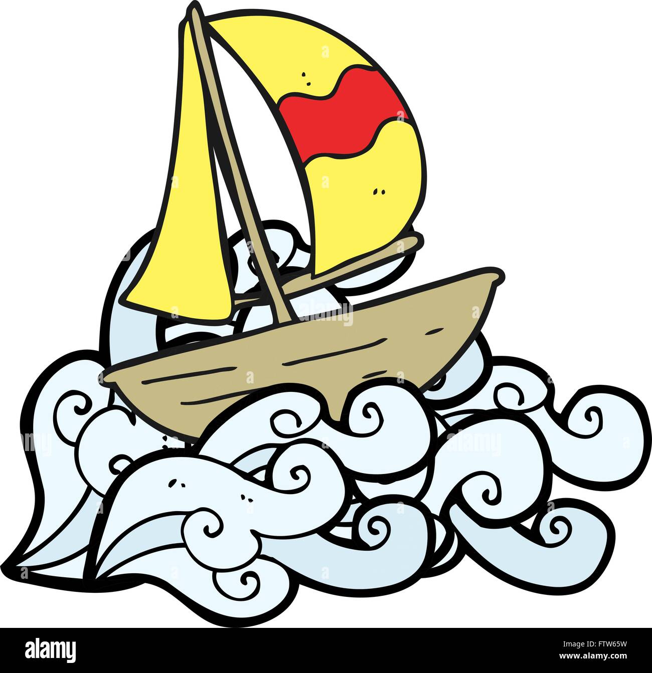 freehand drawn cartoon sail ship Stock Vector Image & Art - Alamy