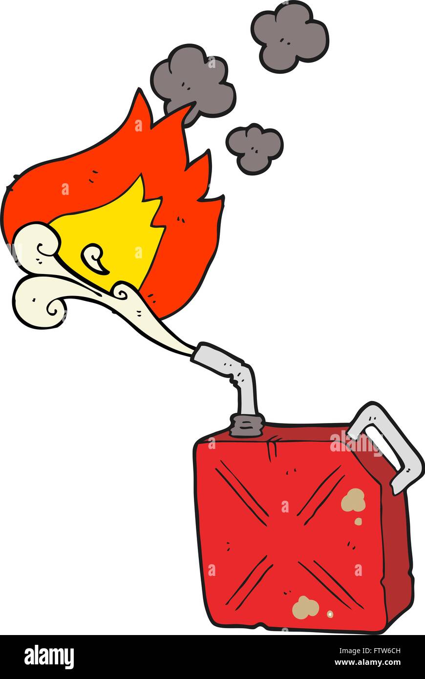 freehand drawn cartoon fuel can with burning fuel spray Stock Vector ...