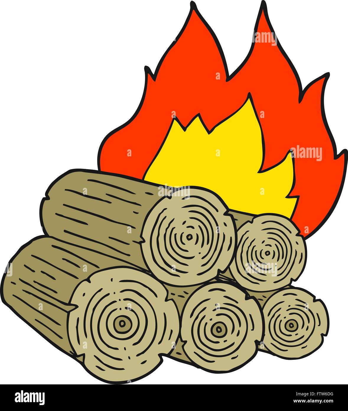 Logs burning fire Stock Vector Images - Alamy