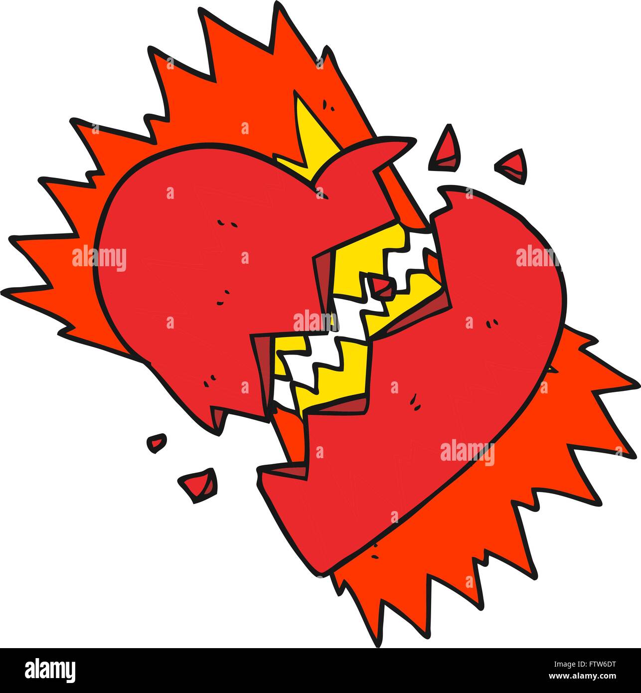 freehand drawn cartoon broken heart Stock Vector Image & Art - Alamy