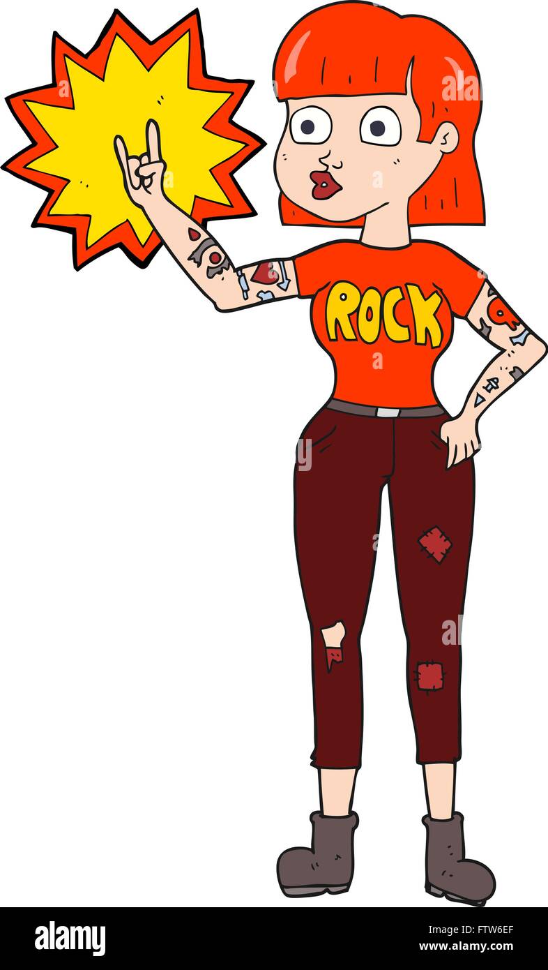 freehand drawn cartoon rock girl Stock Vector Image & Art - Alamy