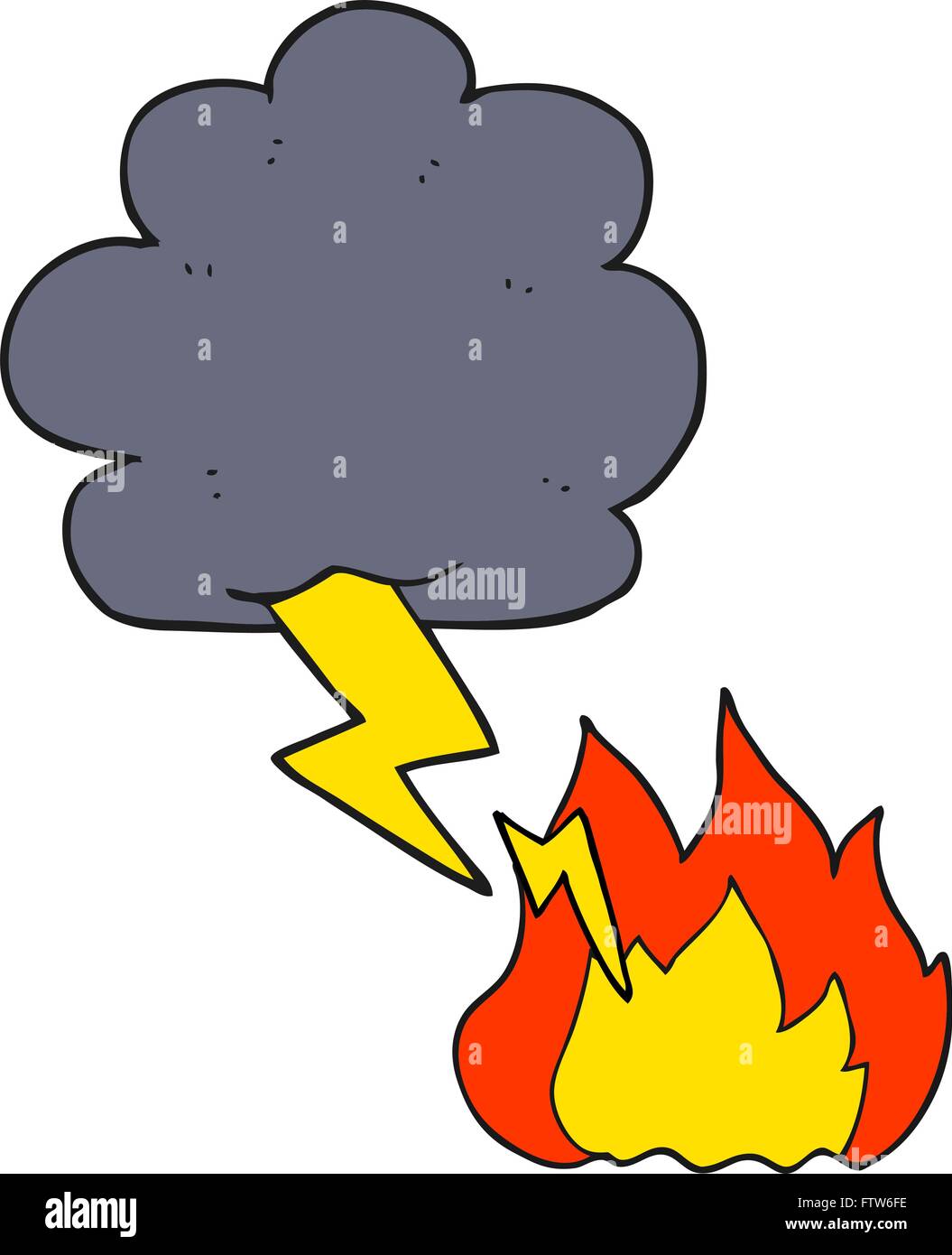 freehand drawn cartoon thundercloud lightning strike Stock Vector Image ...