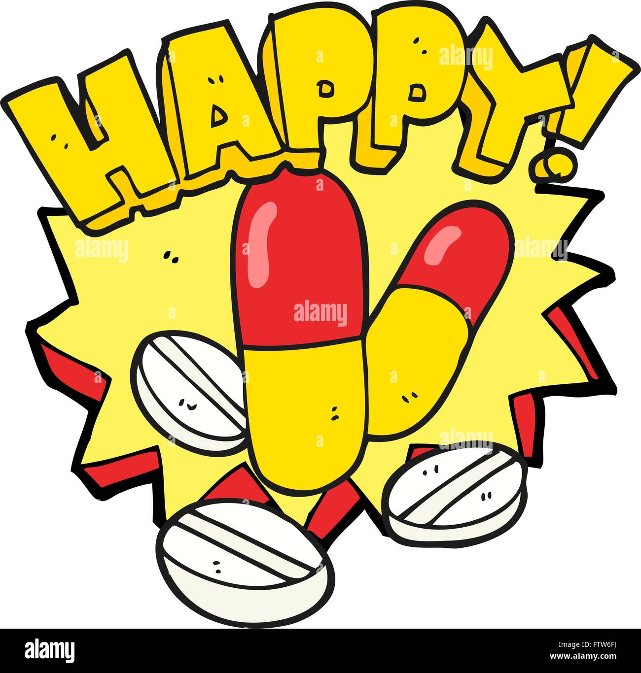 freehand drawn cartoon happy pills Stock Vector Image & Art - Alamy