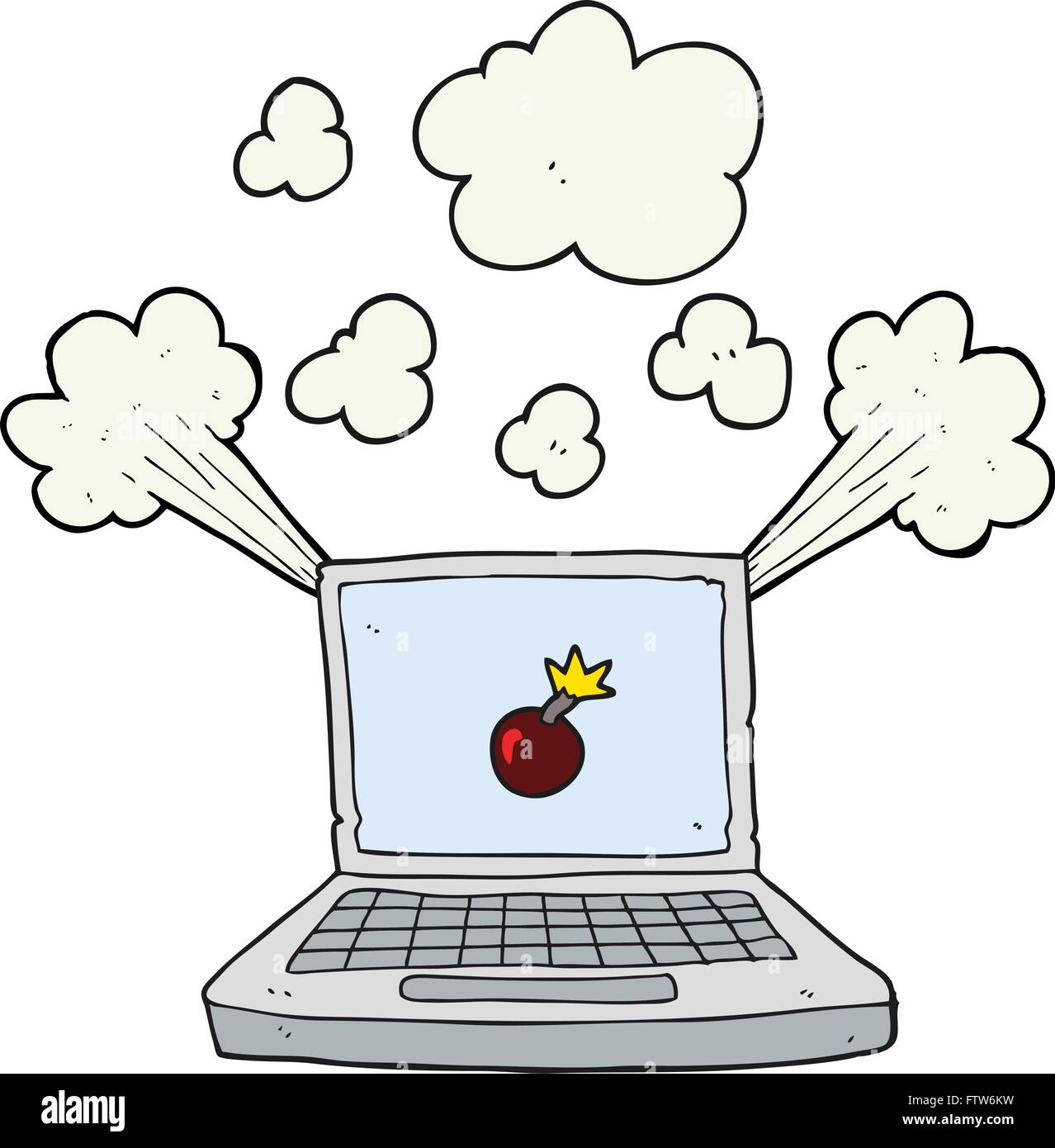 freehand drawn cartoon laptop computer with bomb symbol Stock Vector ...