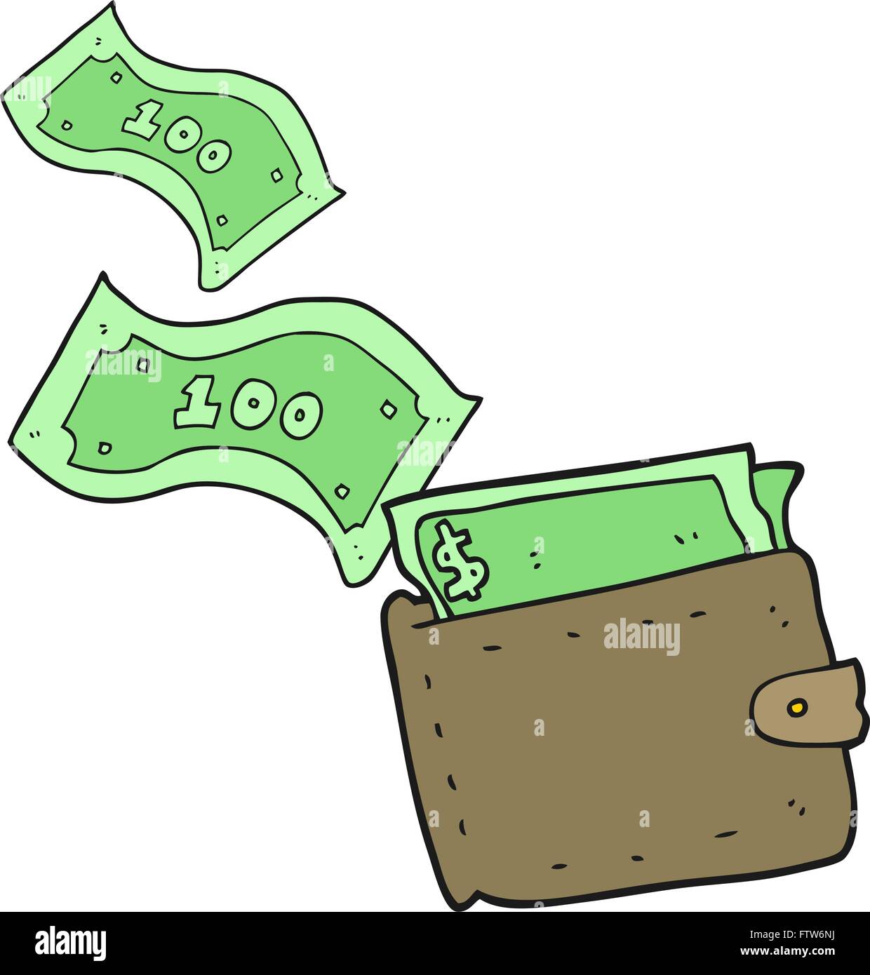 freehand drawn cartoon wallet full of money Stock Vector Image & Art ...