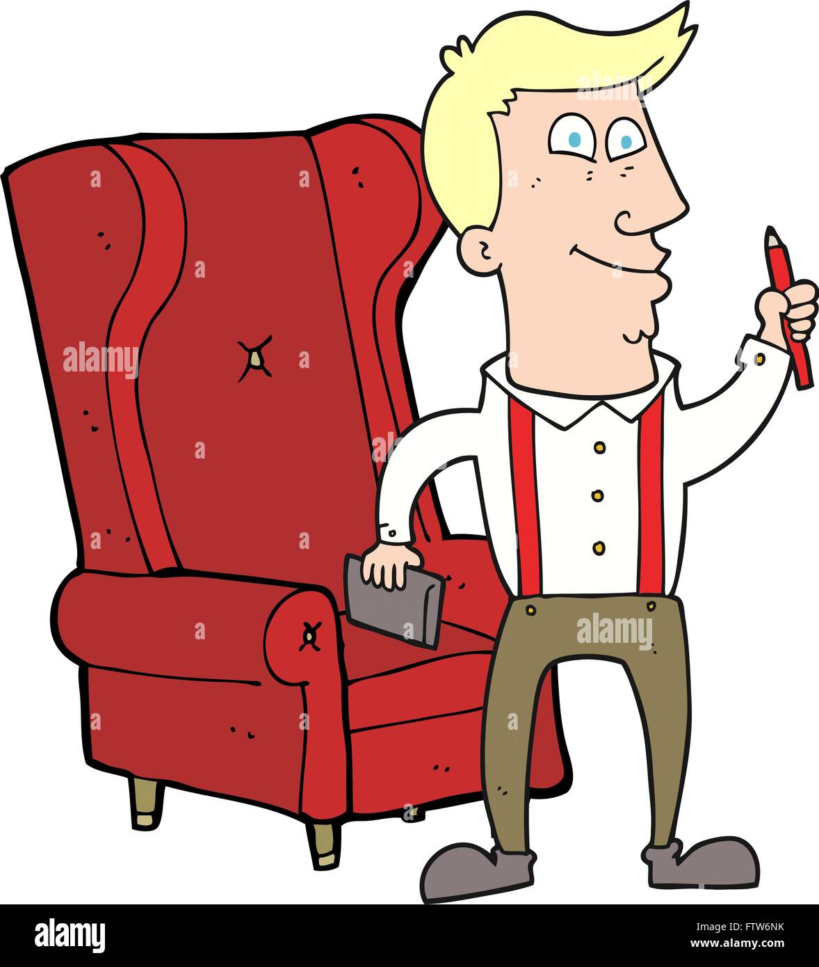 freehand drawn cartoon man with notebook and pen Stock Vector Image ...