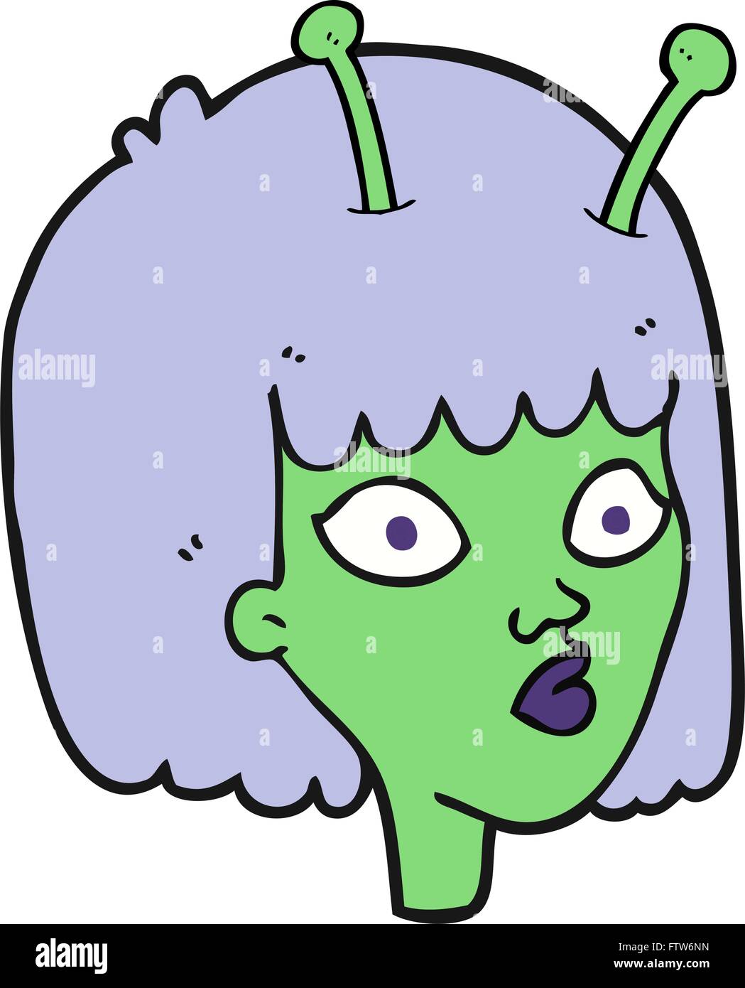 freehand drawn cartoon female alien Stock Vector Image & Art - Alamy