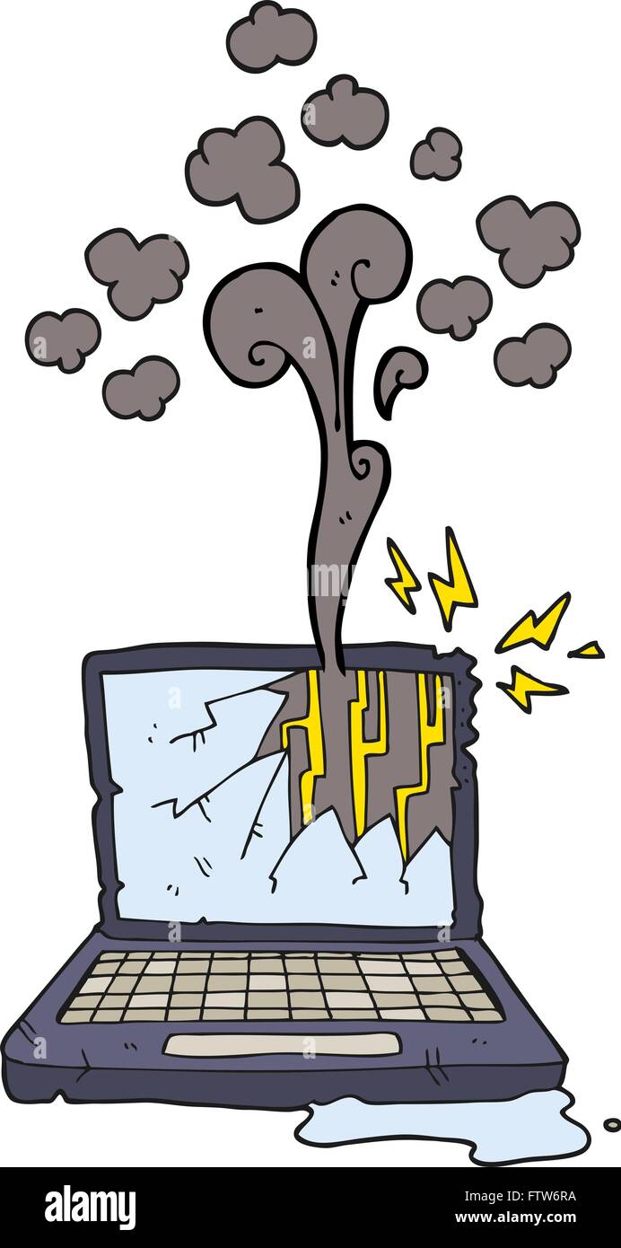 freehand drawn cartoon broken computer Stock Vector Image & Art - Alamy