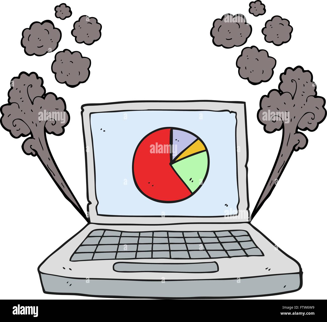 freehand drawn cartoon laptop computer with pie chart Stock Vector ...