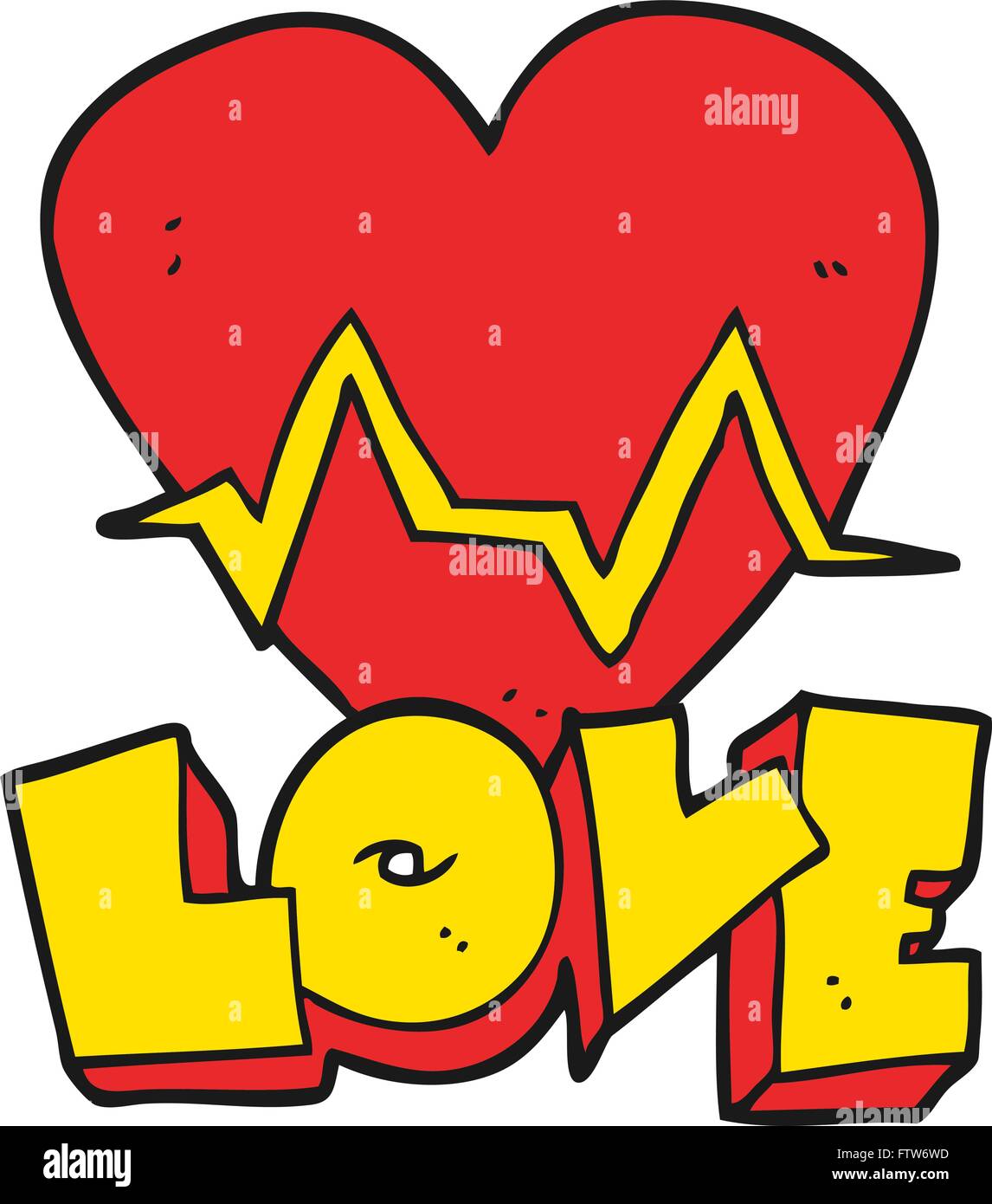 freehand drawn cartoon heart rate pulse love symbol Stock Vector Image ...