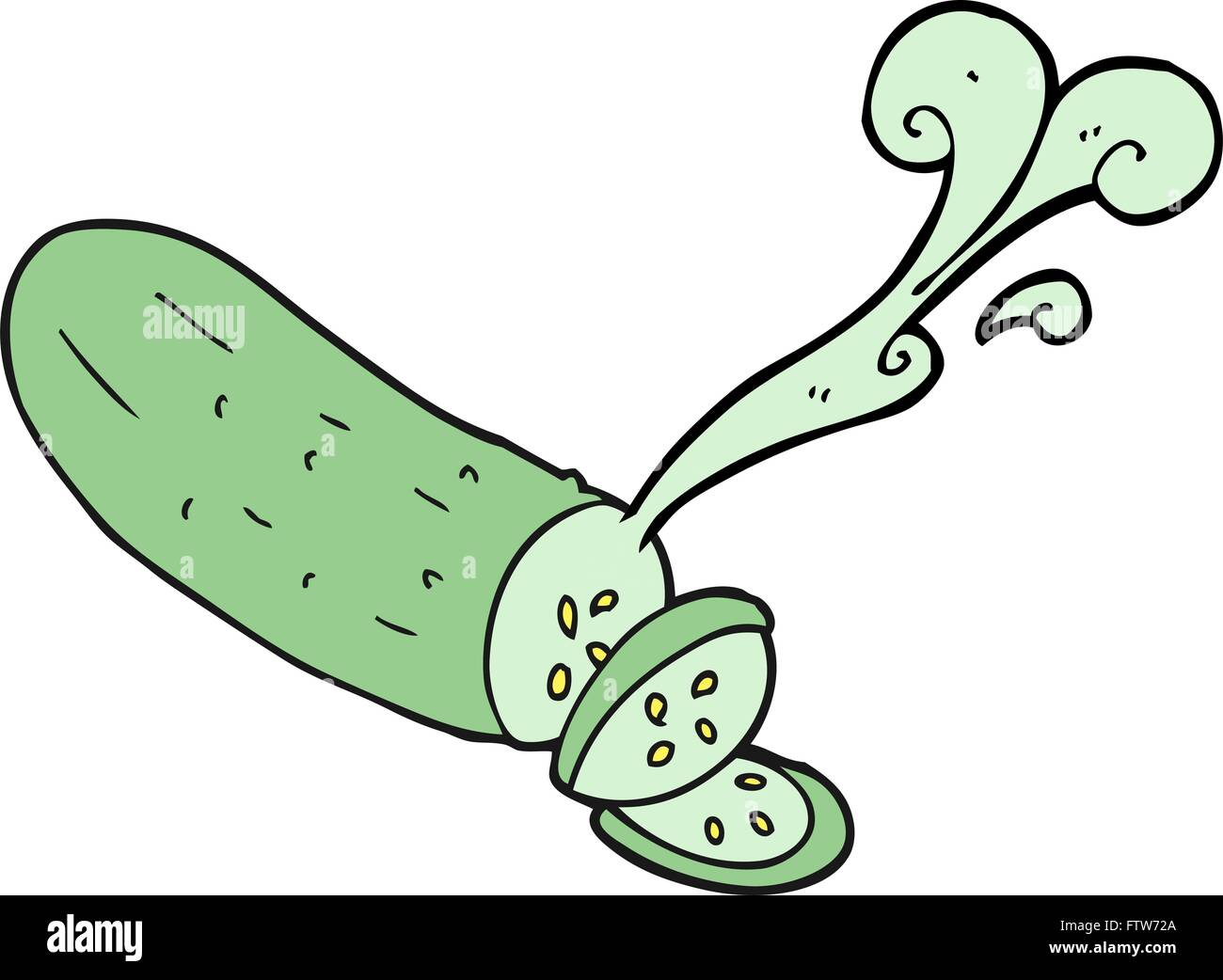 freehand drawn cartoon sliced cucumber Stock Vector Image & Art - Alamy