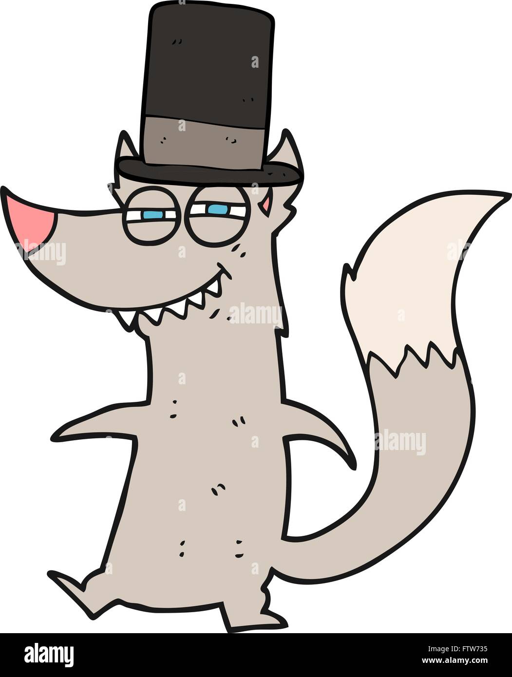 freehand drawn cartoon little wealthy wolf Stock Vector Image & Art - Alamy