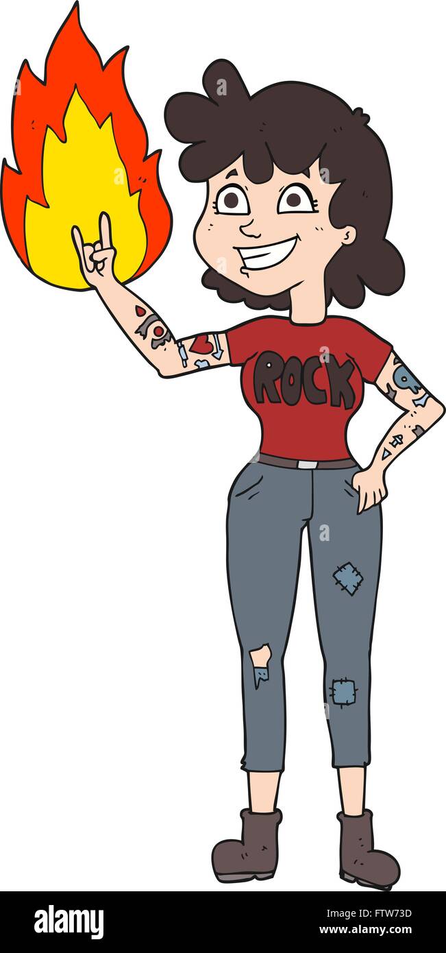 freehand drawn cartoon rock girl Stock Vector Image & Art - Alamy