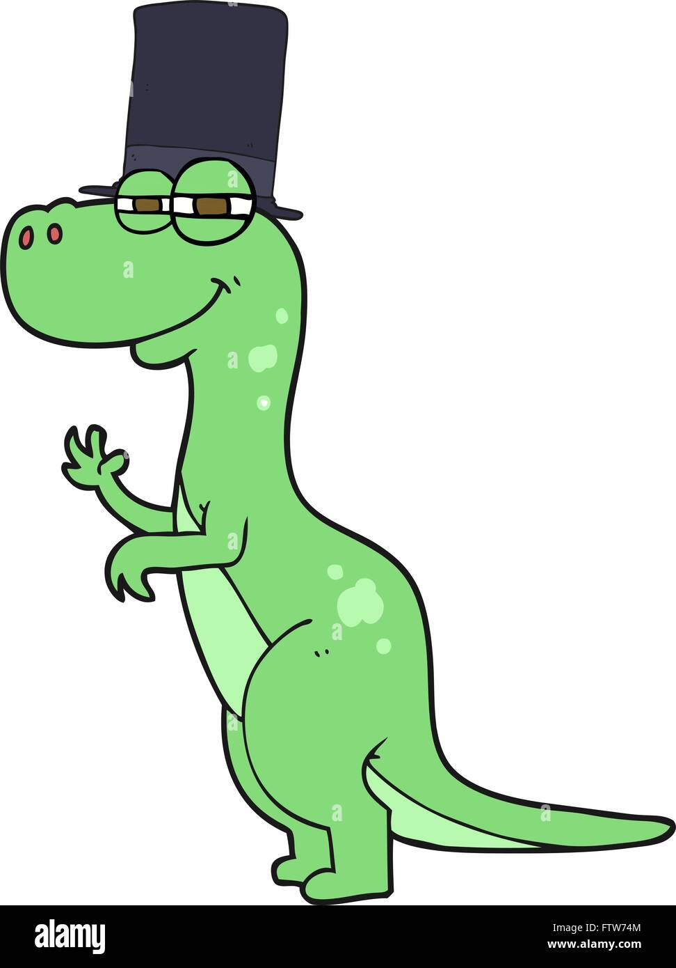freehand drawn cartoon dinosaur wearing top hat Stock Vector Image ...