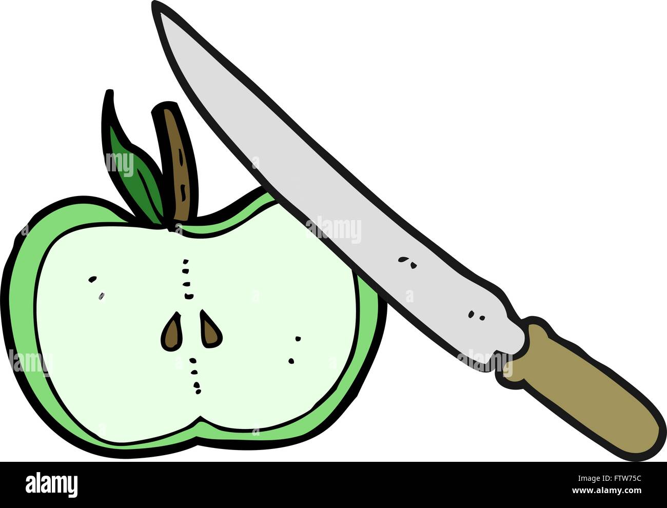 freehand drawn cartoon apple being sliced Stock Vector Image & Art - Alamy