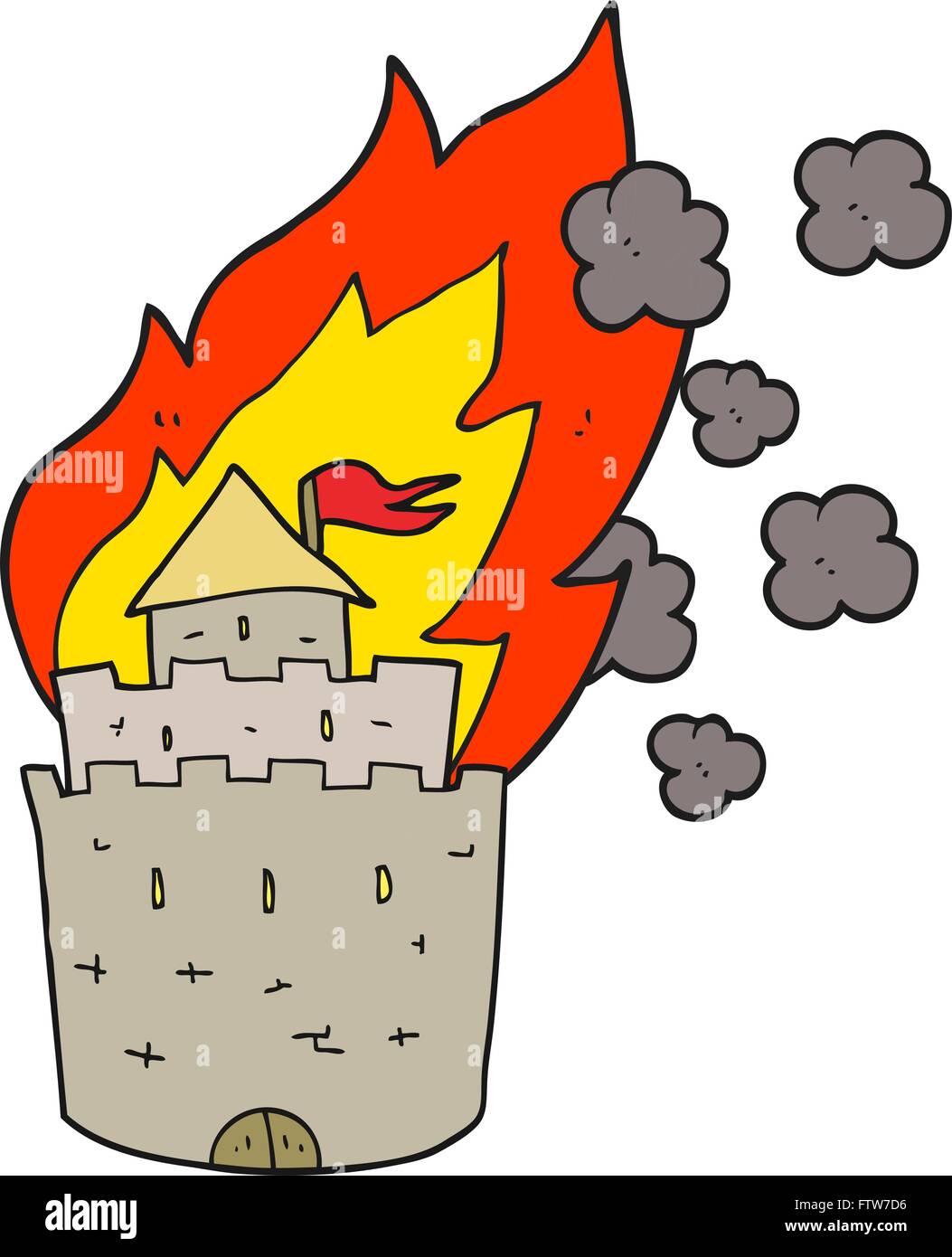 freehand drawn cartoon burning castle Stock Vector Image & Art - Alamy
