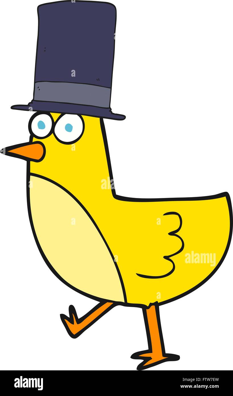 freehand drawn cartoon bird wearing hat Stock Vector Image & Art - Alamy