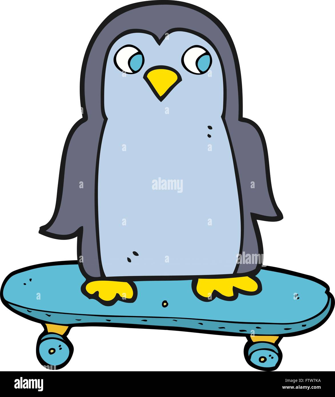 freehand drawn cartoon penguin riding skateboard Stock Vector Image ...