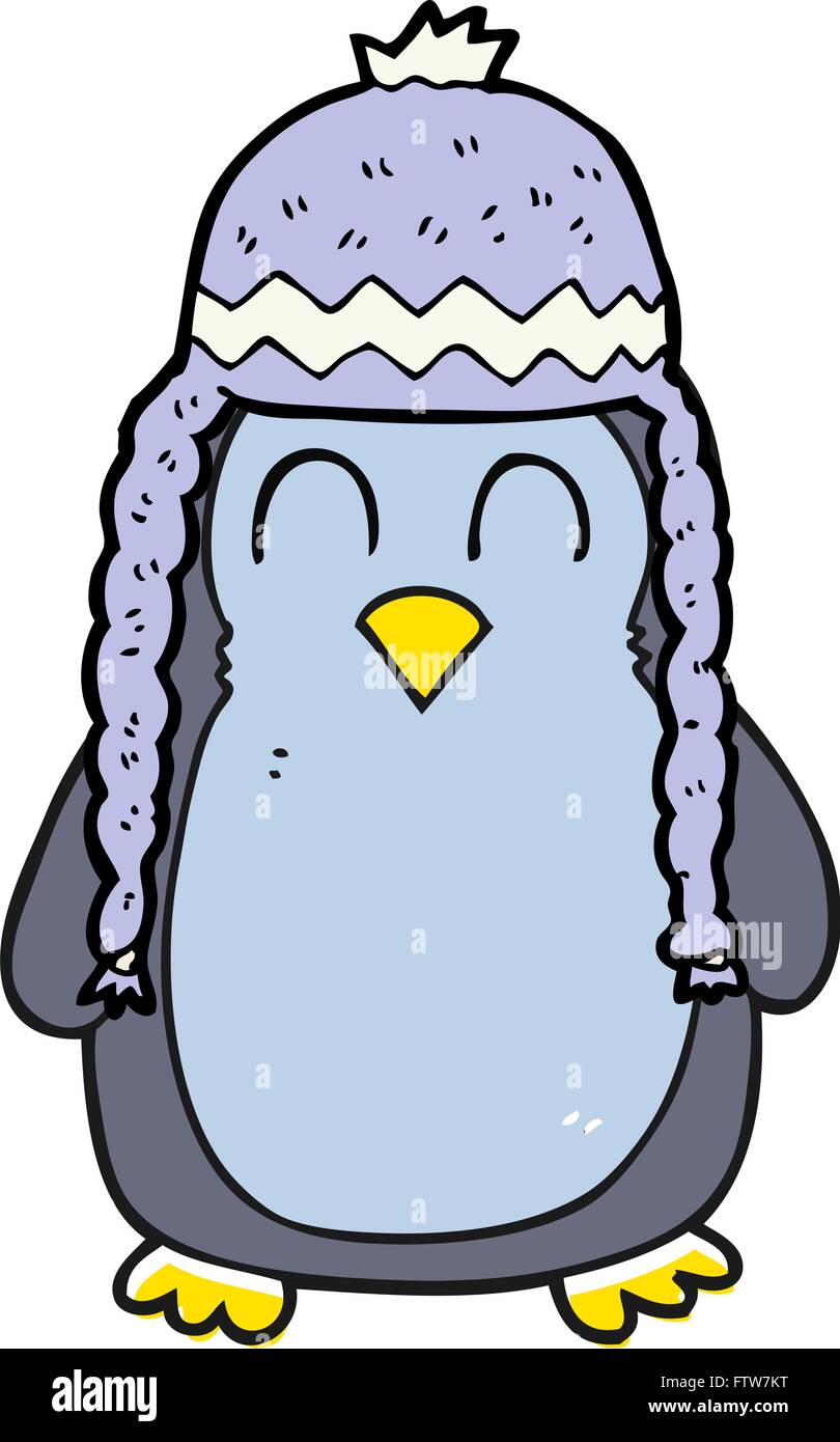 freehand drawn cartoon penguin wearing hat Stock Vector Image & Art - Alamy
