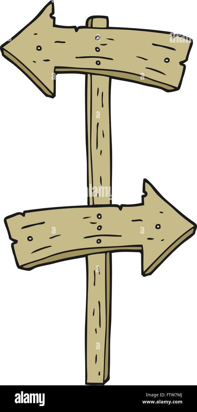freehand drawn cartoon wooden direction sign Stock Vector Image & Art ...