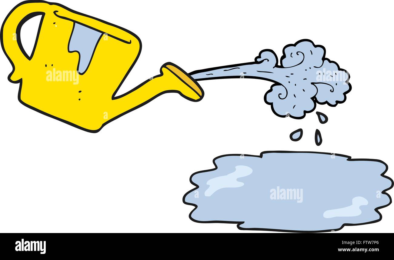 freehand drawn cartoon watering can pouring Stock Vector Image & Art ...