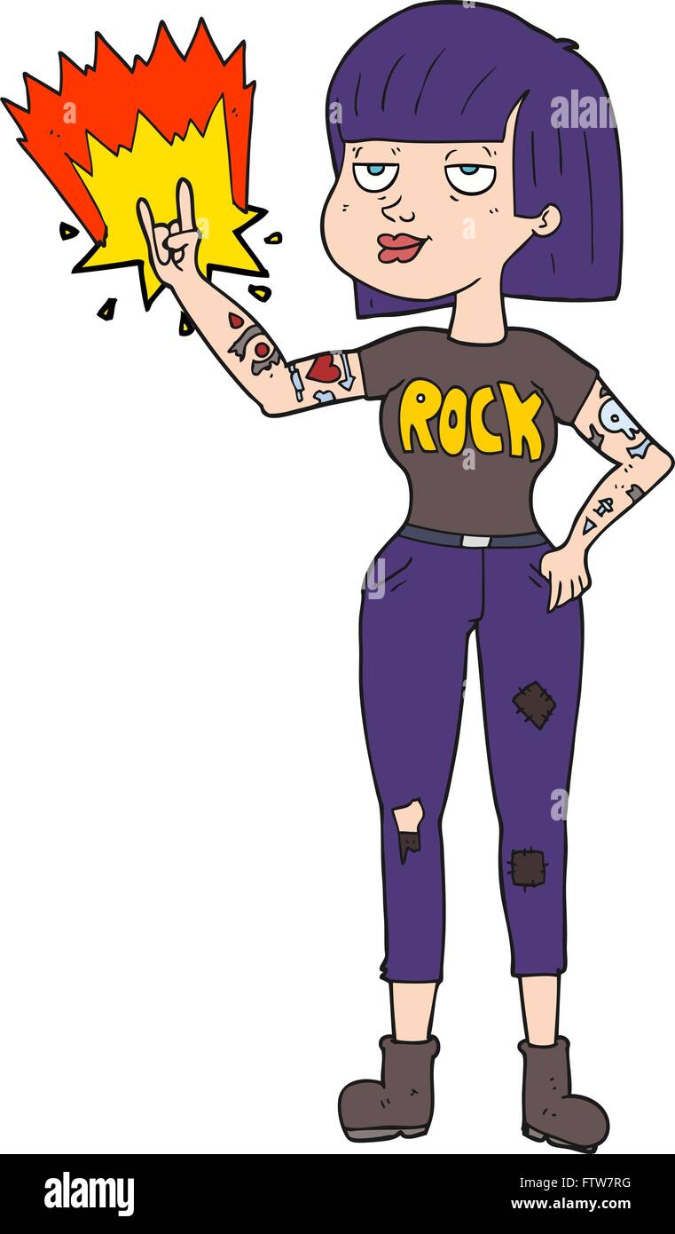 freehand drawn cartoon rock girl Stock Vector Image & Art - Alamy