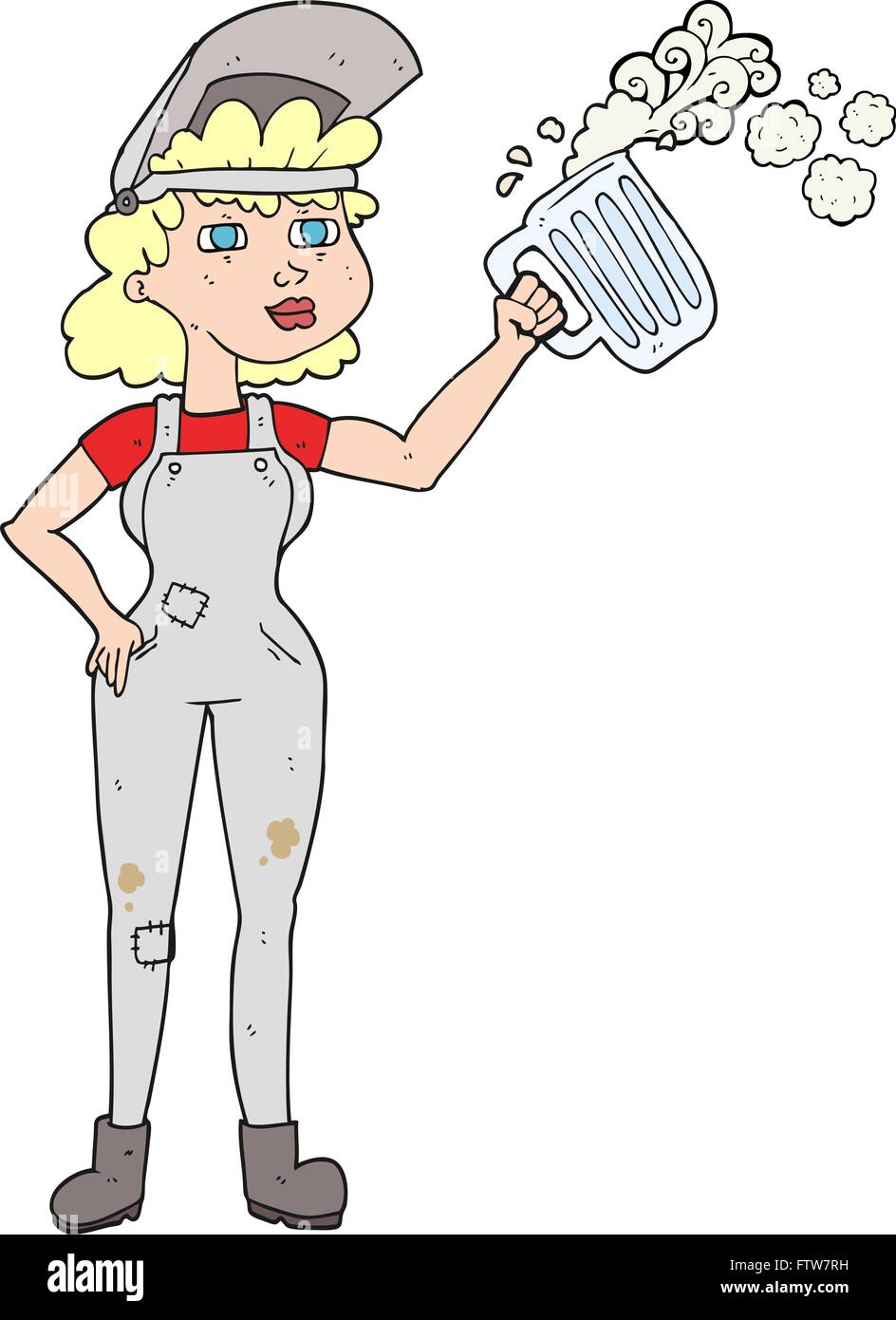 freehand drawn cartoon hard working woman with beer Stock Vector Image ...