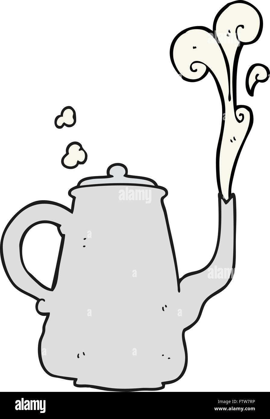 freehand drawn cartoon steaming coffee pot Stock Vector Image & Art - Alamy