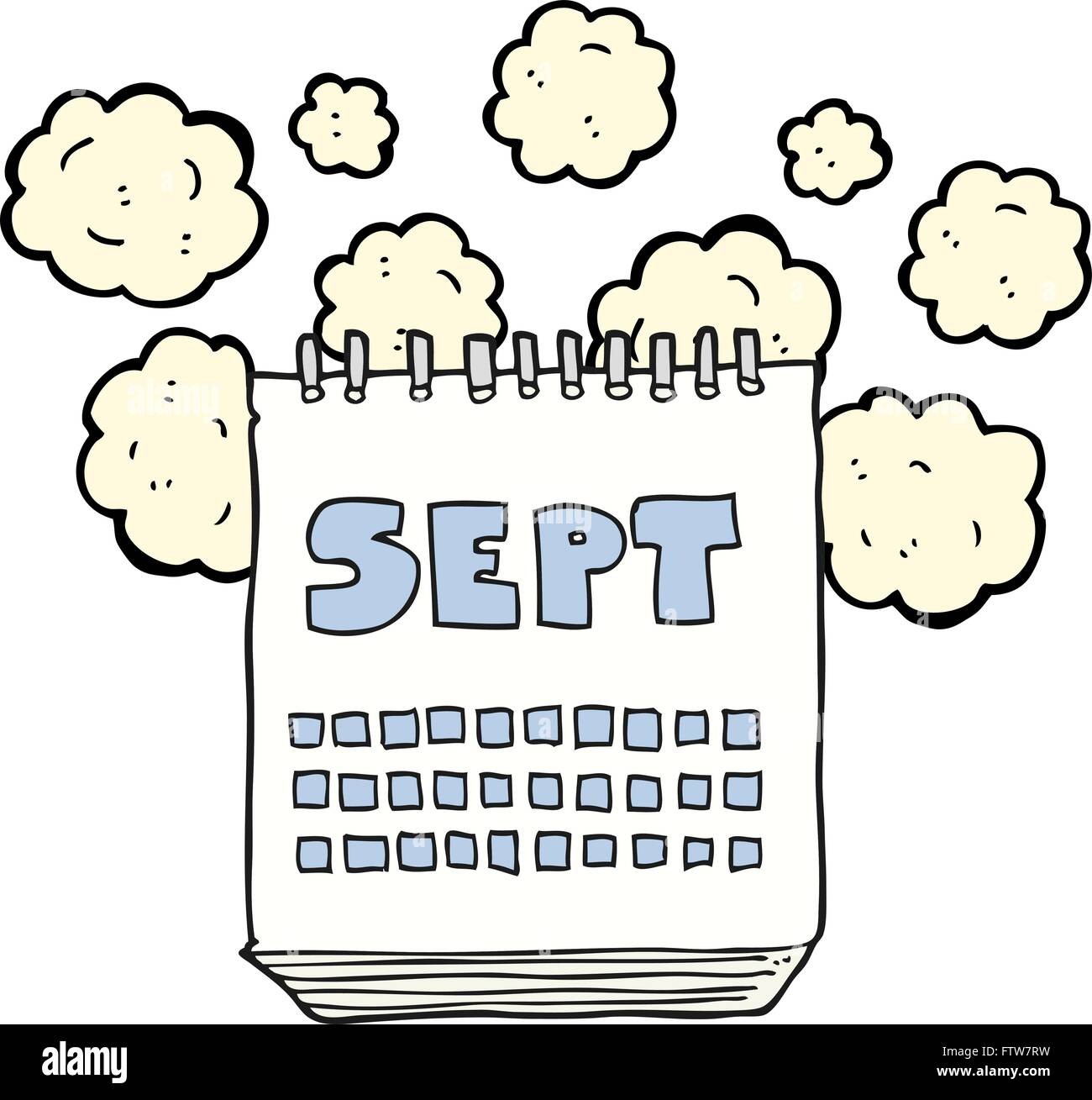 freehand drawn cartoon calendar showing month of September Stock Vector ...