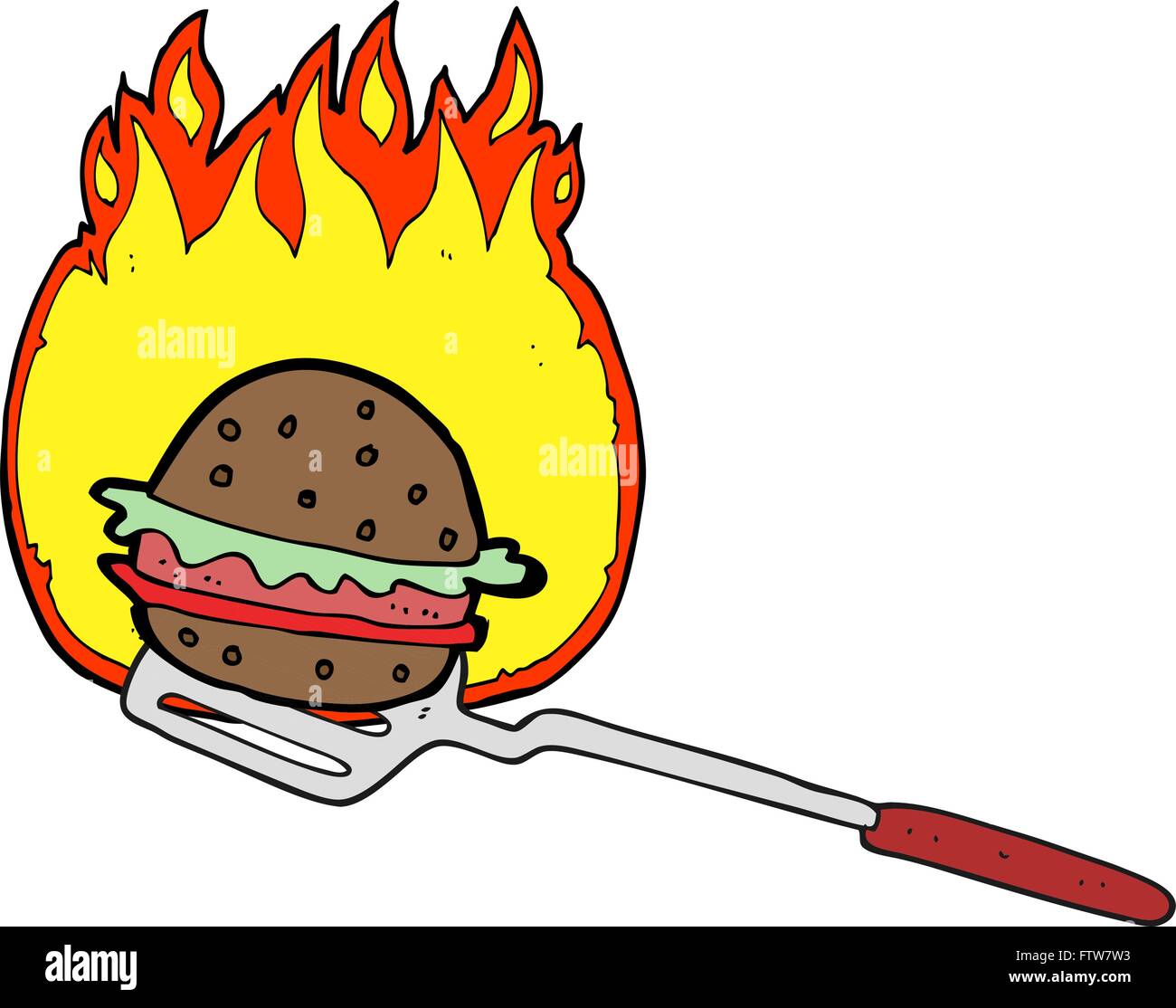 freehand drawn cartoon cooking burger Stock Vector Image & Art - Alamy
