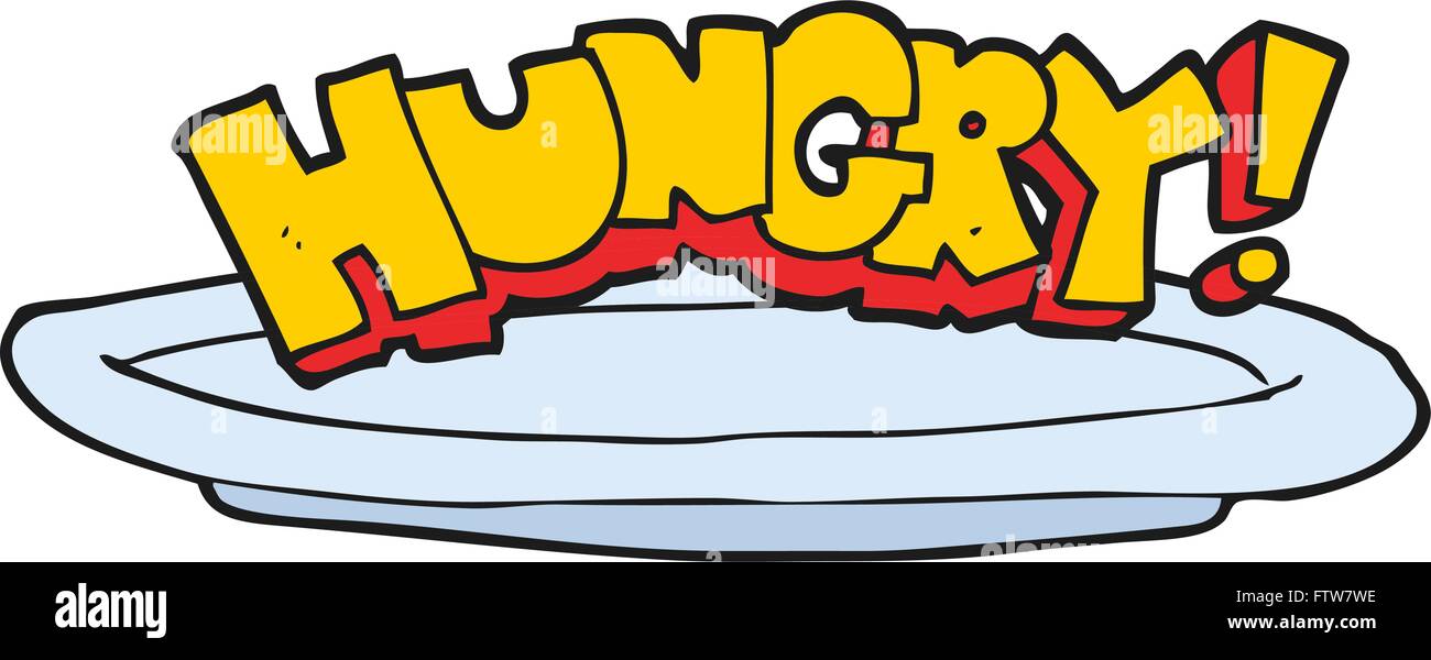 freehand drawn cartoon empty plate with hungry symbol Stock Vector ...