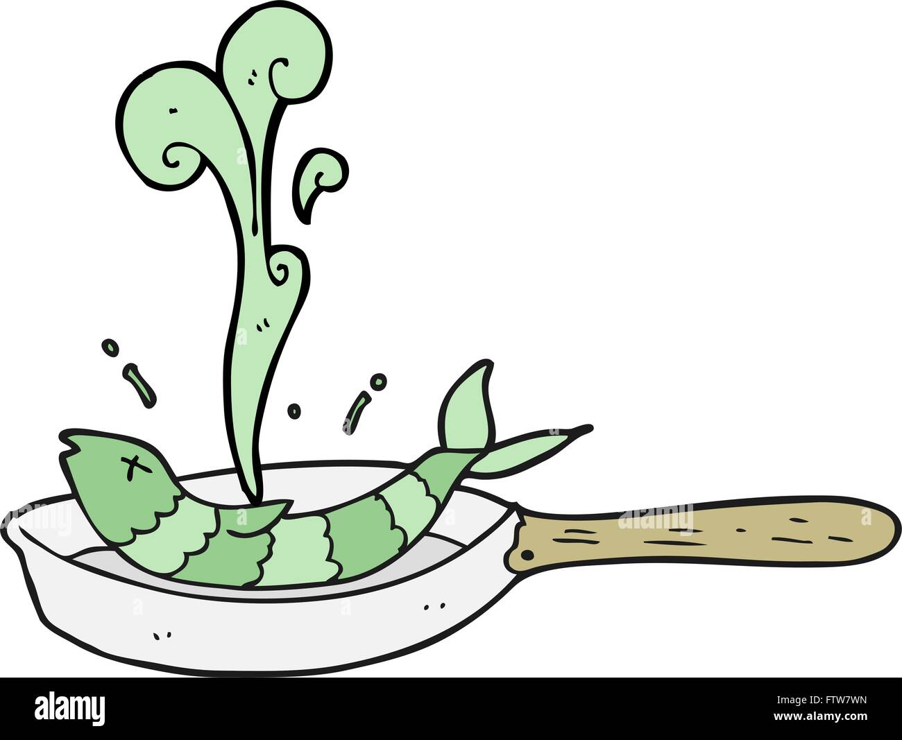 freehand drawn cartoon frying fish Stock Vector Image & Art - Alamy