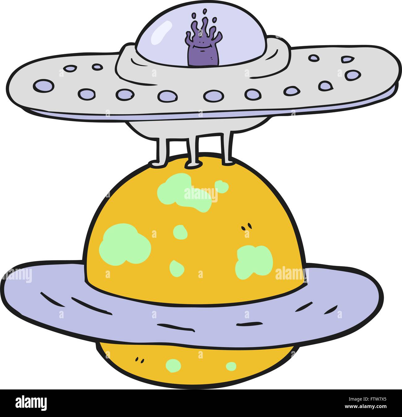 freehand drawn cartoon flying saucer Stock Vector Image & Art - Alamy