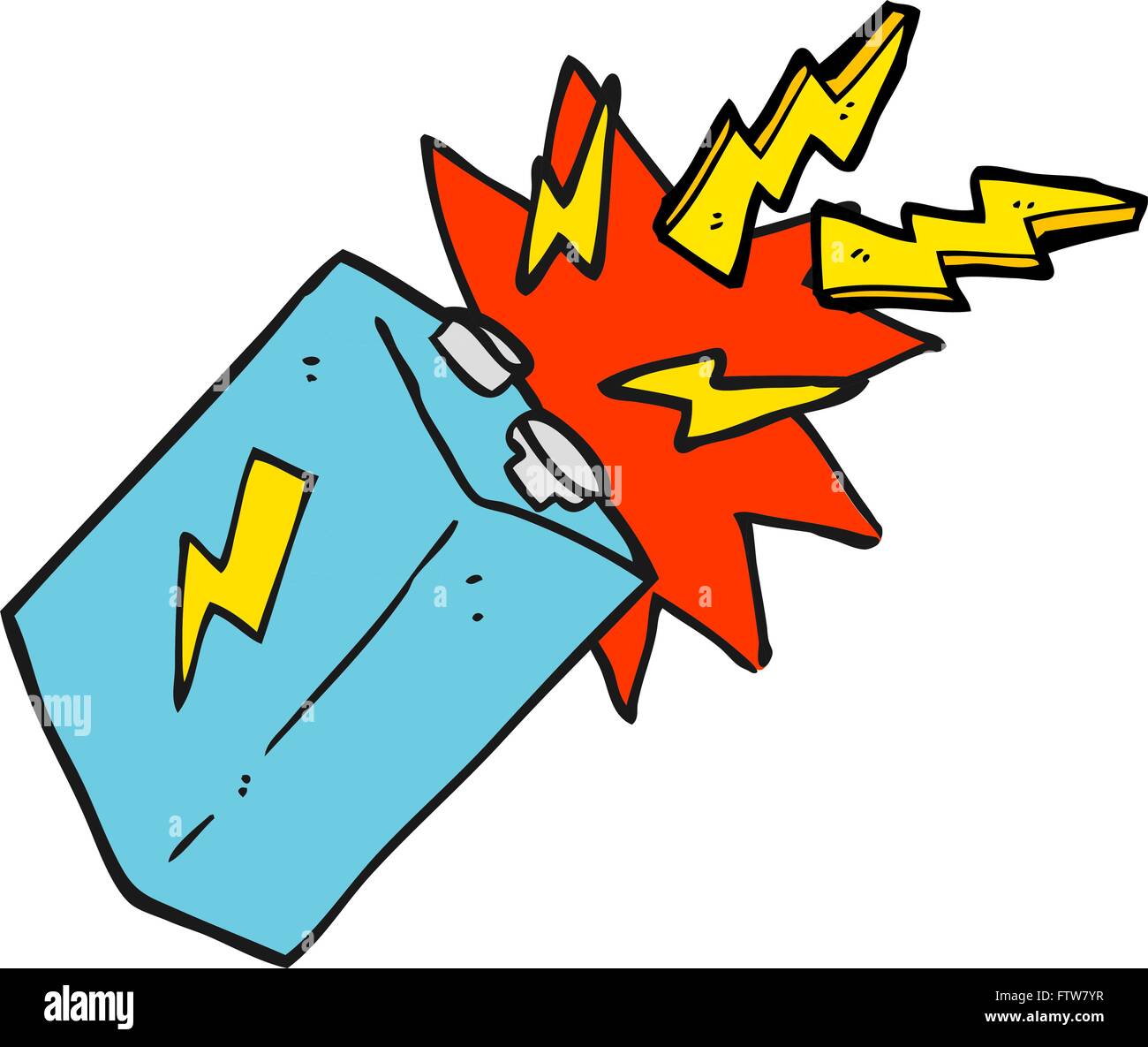 freehand drawn cartoon battery sparking Stock Vector Image & Art - Alamy