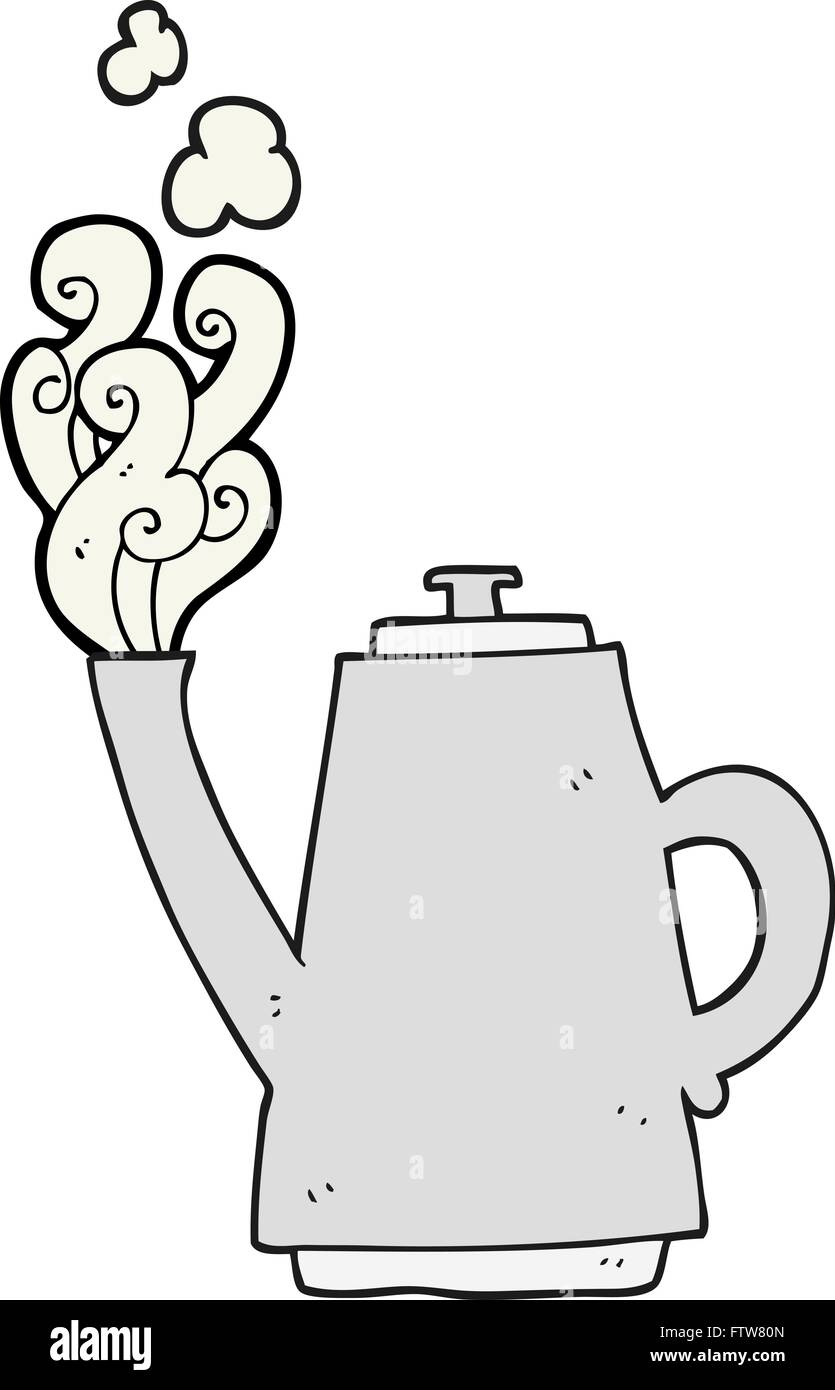 freehand drawn cartoon steaming coffee kettle Stock Vector Image & Art ...