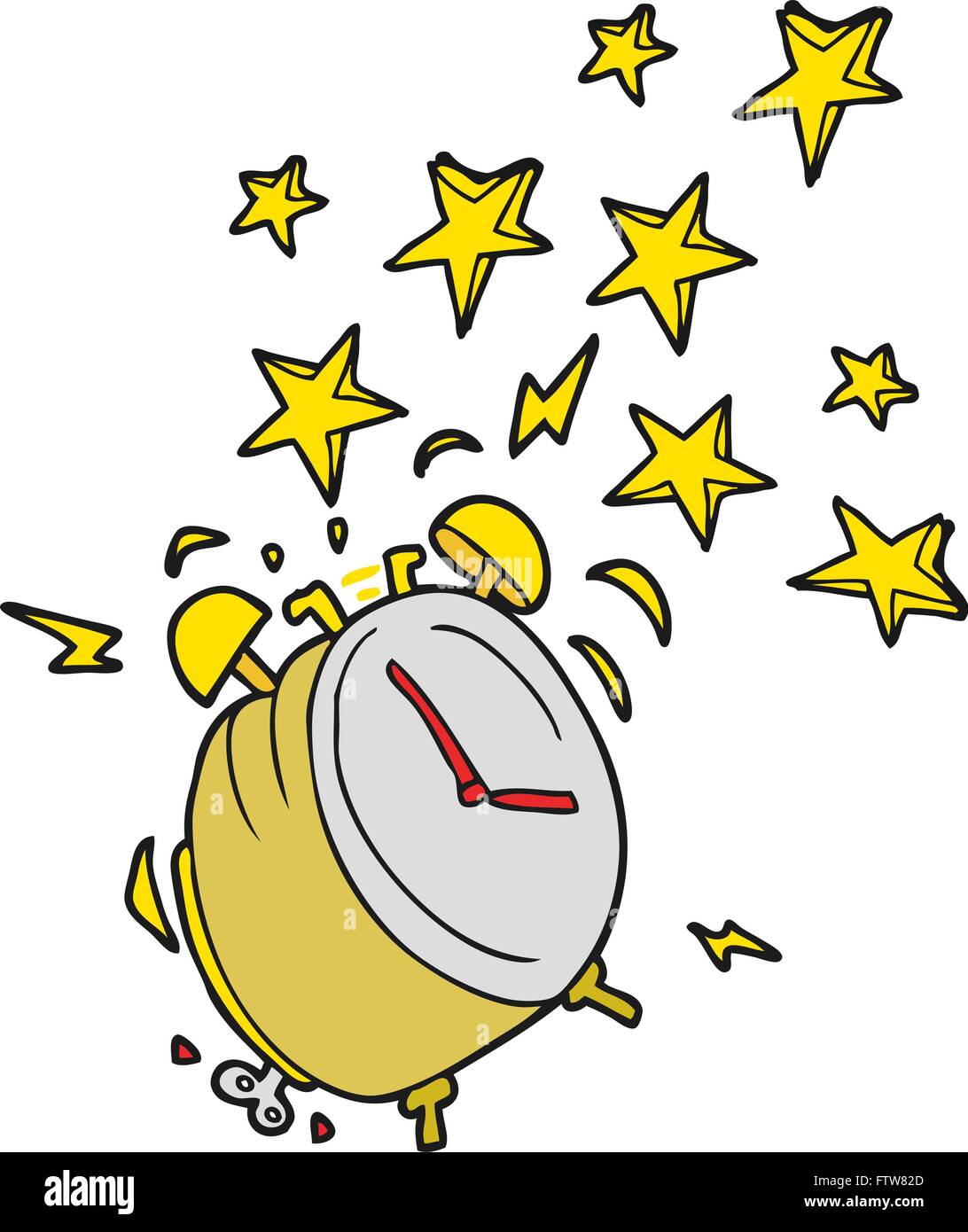 freehand drawn cartoon ringing alarm clock Stock Vector Image & Art - Alamy