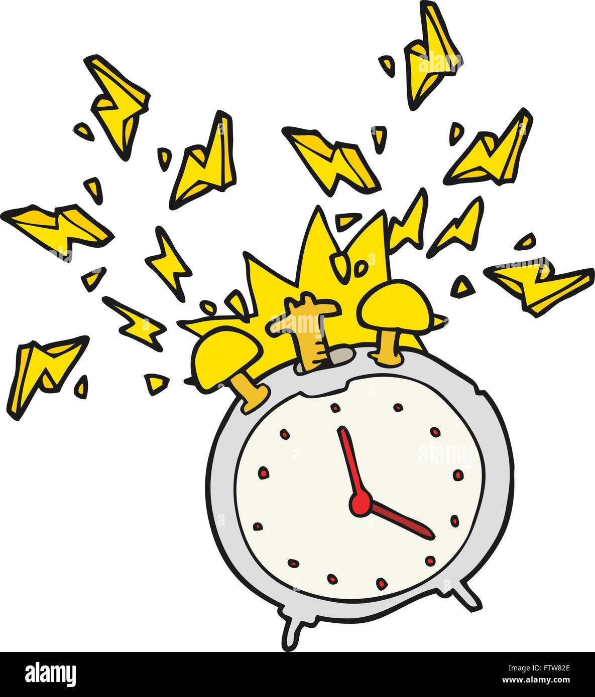 freehand drawn cartoon ringing alarm clock Stock Vector Image & Art - Alamy