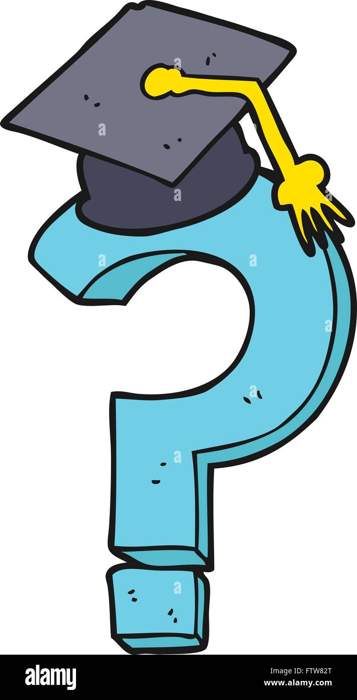 freehand drawn cartoon graduation cap on question mark Stock Vector ...