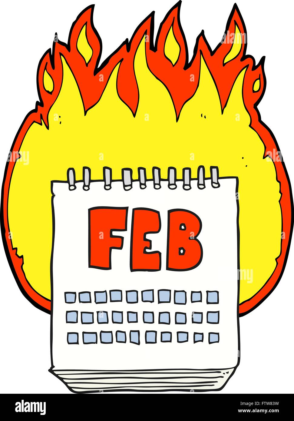 freehand drawn cartoon calendar showing month of february Stock Vector ...