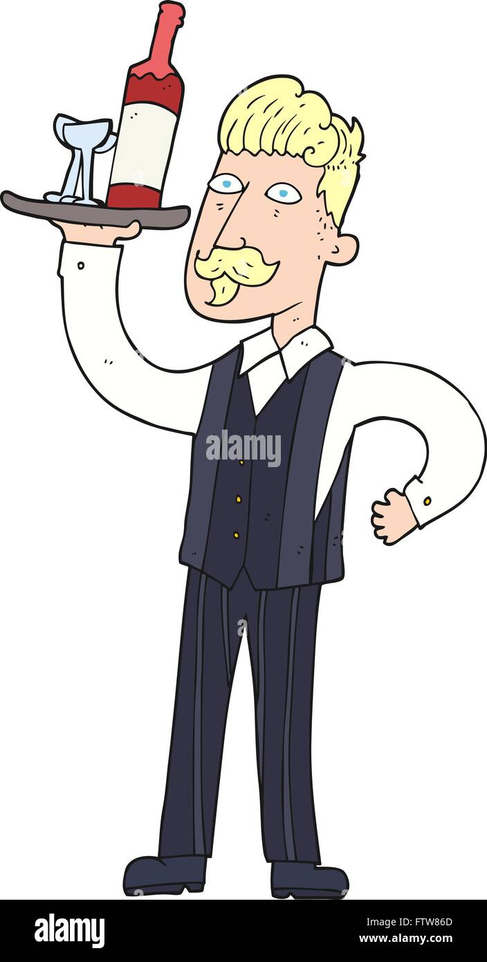 Cartoon waiter funny doodle illustration hi-res stock photography and ...