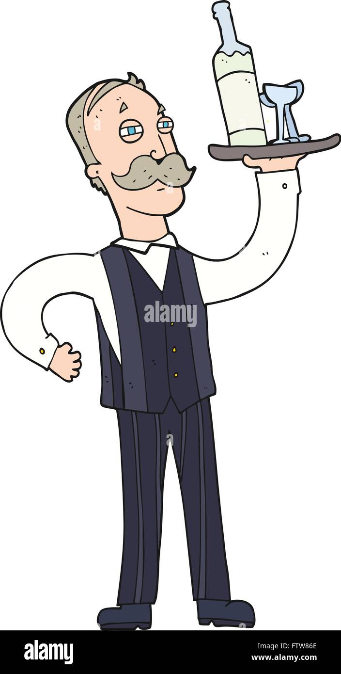 Cartoon waiter funny doodle illustration hi-res stock photography and ...